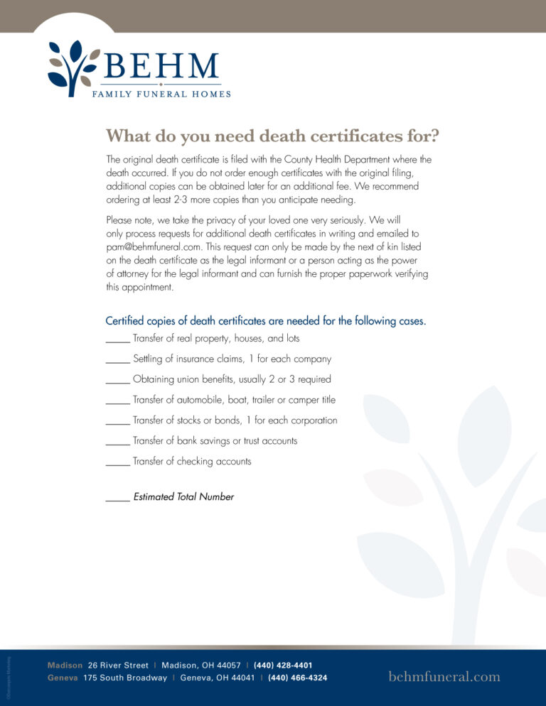 Forms Library - Behm Funeral Home